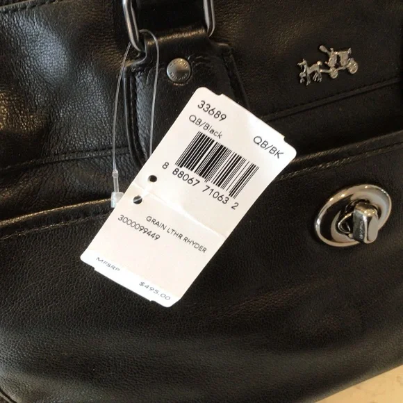 New Coach Rhyder Satchel Black Leather(COACH F33689)